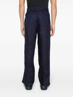Palm Angels Logo-print Linen Track Pants - Blue