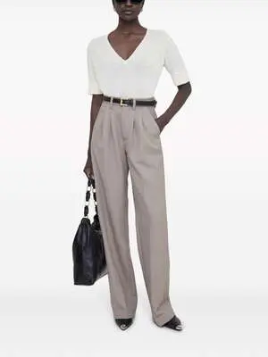 ANINE BING Carrie Pressed-crease Tailored Trousers - Neutrals