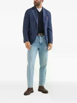 Brunello Cucinelli Ribbed V-neck Sweater - Blue