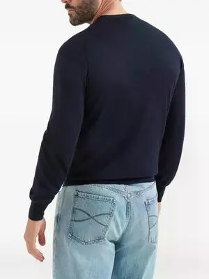 Brunello Cucinelli Ribbed V-neck Sweater - Blue