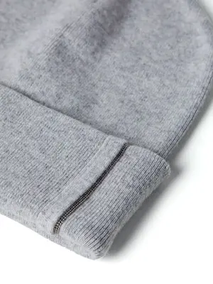 Brunello Cucinelli Beaded-trim Cashmere Beanie - Grey