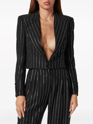 Philipp Plein Cady Crystal-embellished Cropped Blazer