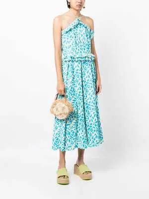 BAMBAH Camelia Jacquard Halterneck Midi Dress