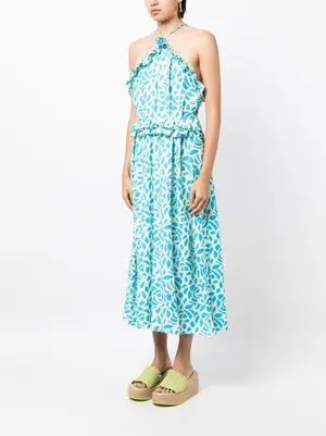 BAMBAH Camelia Jacquard Halterneck Midi Dress