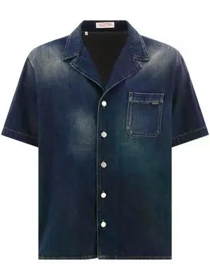 Valentino Garavani Denim Chambray Bowling Shirt