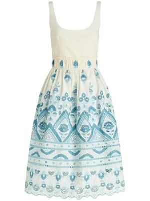 Etro Broderie Anglaise Flared Dress - Blue