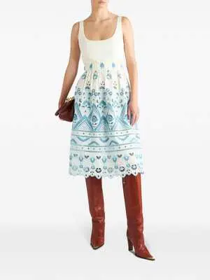 Etro Broderie Anglaise Flared Dress - Blue