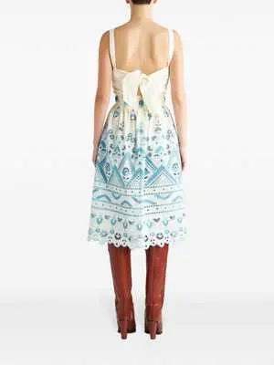 Etro Broderie Anglaise Flared Dress - Blue