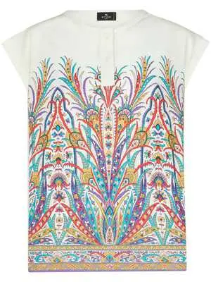 Etro Graphic-print Henley-neck T-shirt - White