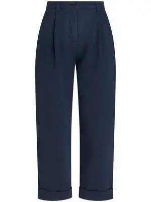Etro Cropped Herringbone Cotton Chinos - Blue