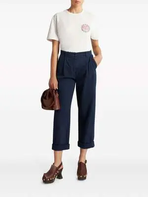 Etro Cropped Herringbone Cotton Chinos - Blue