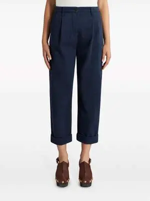 Etro Cropped Herringbone Cotton Chinos - Blue