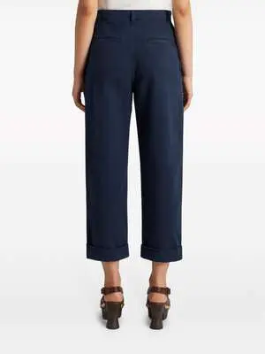 Etro Cropped Herringbone Cotton Chinos - Blue