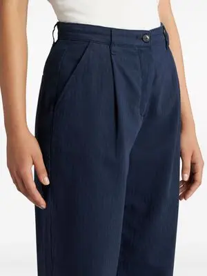 Etro Cropped Herringbone Cotton Chinos - Blue