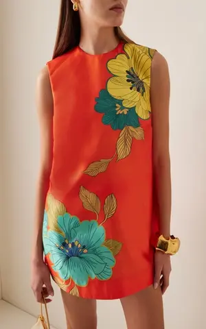 ALEMAIS Piato Floral-satin Mini Shift Dress