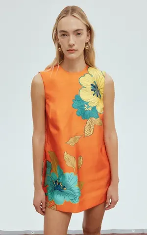 ALEMAIS Piato Floral-satin Mini Shift Dress