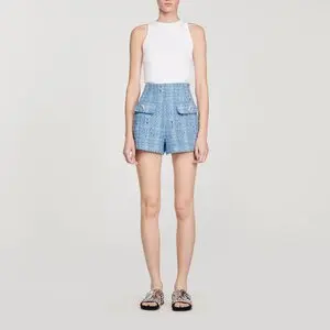 Sandro High-waisted Tweed Shorts