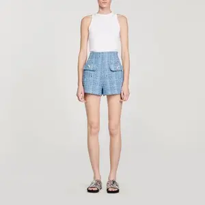 Sandro High-waisted Tweed Shorts