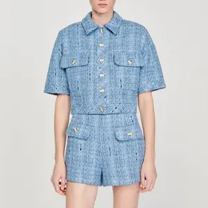 Sandro High-waisted Tweed Shorts