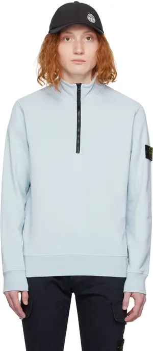 Stone Island Stone Island Blue Half-Zip Sweater - V0041 Sky Blue