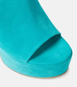 GIANVITO ROSSI Holly Suede Platform Mules - Blue
