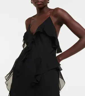 Khaite Piet Ruffled Silk Chiffon Top