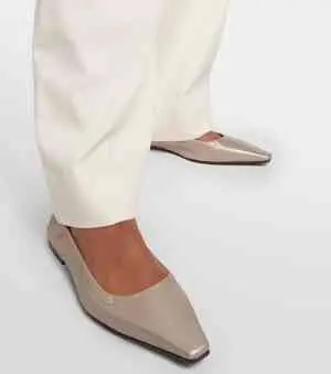 Brunello Cucinelli Metallic Leather Ballet Flats - Silver