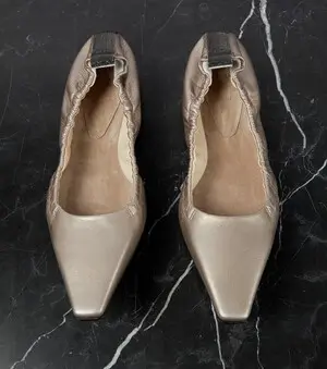Brunello Cucinelli Metallic Leather Ballet Flats - Silver
