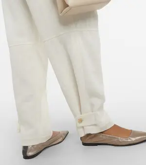 Brunello Cucinelli Metallic Leather Ballet Flats - Silver