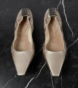 Brunello Cucinelli Metallic Leather Ballet Flats - Silver