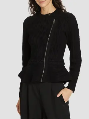 Simkhai Andi Knit Peplum Jacket - Black