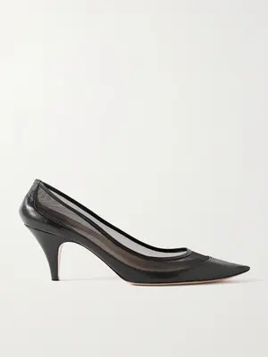 Khaite River Iconic Leather And Mesh Pumps