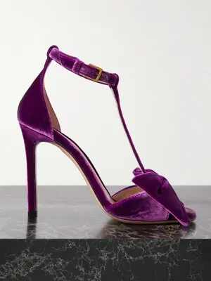 TOM FORD TOM FORD Brigitte Bow-Embellished Velvet Sandals Purple