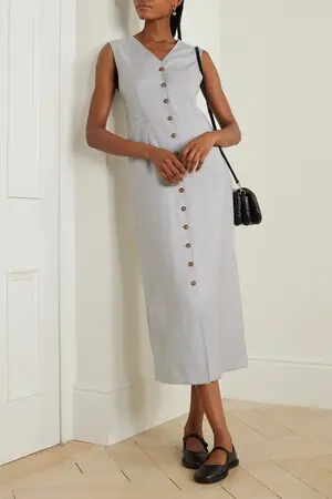 Loulou De Saison Idika Wool Midi Dress - Gray