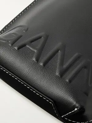 GANNI Banner Small Embossed Recycled Leather-blend Shoulder Bag