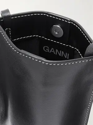 GANNI Banner Small Embossed Recycled Leather-blend Shoulder Bag