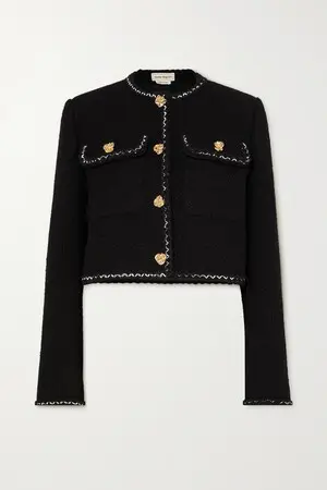 Alexander McQueen Cropped Embroidered Wool-blend Tweed Jacket