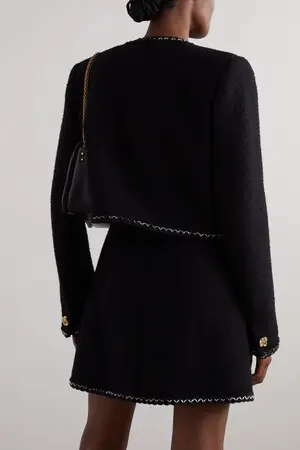 Alexander McQueen Cropped Embroidered Wool-blend Tweed Jacket