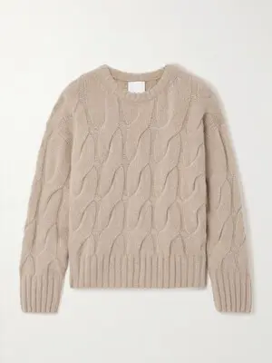 ALLUDE Cable-knit Cashmere And Silk-blend Sweater - Cream