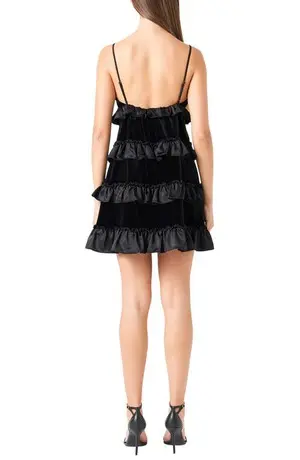 Endless Rose Tiered Ruffle Velvet Minidress