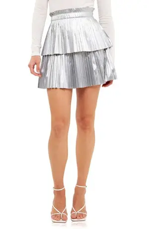 Silver Pleated Skirts