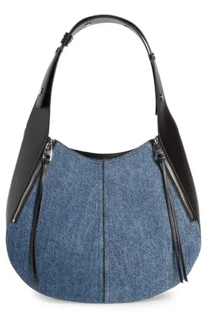 Alexander McQueen The Skull Denim Hobo Bag