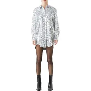 GREY LAB Sequin Mini Shirtdress