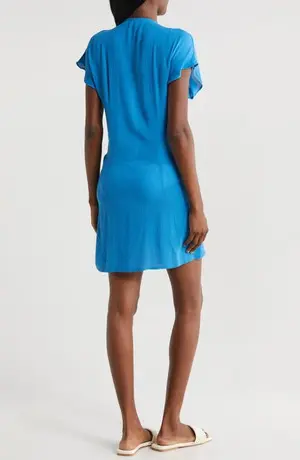 Elan Tie Front Cover-up Wrap Dress - Blue Bright