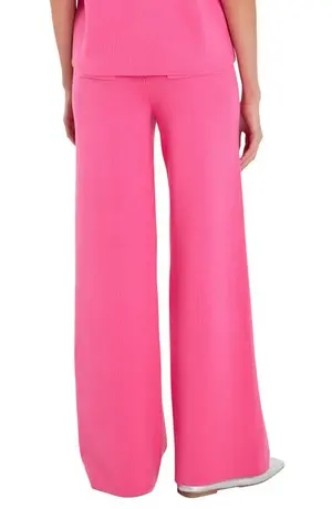 English Factory Flare Leg Knit Pants - Pink