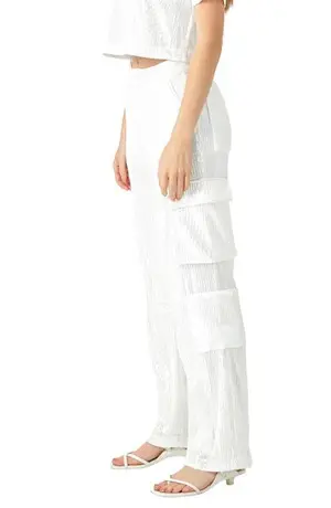 Endless Rose Sequin Cargo Pants - Clear