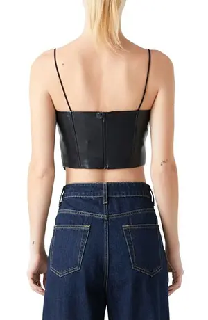 GREY LAB Faux Leather Crop Top