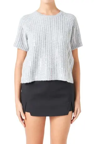 Endless Rose Sequin Ribbed Knit Sweater