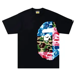 A BATHING APE Abc Camo Crazy Side Big Ape Head Tee - Black
