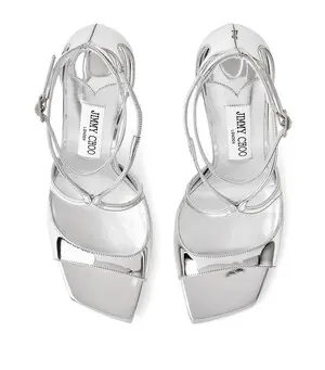 JIMMY CHOO Azia 95 Leather Sandals - Silver